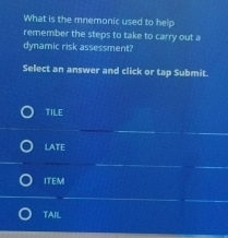 Solved: What is the mnemonic used to help remember the steps to take to ...