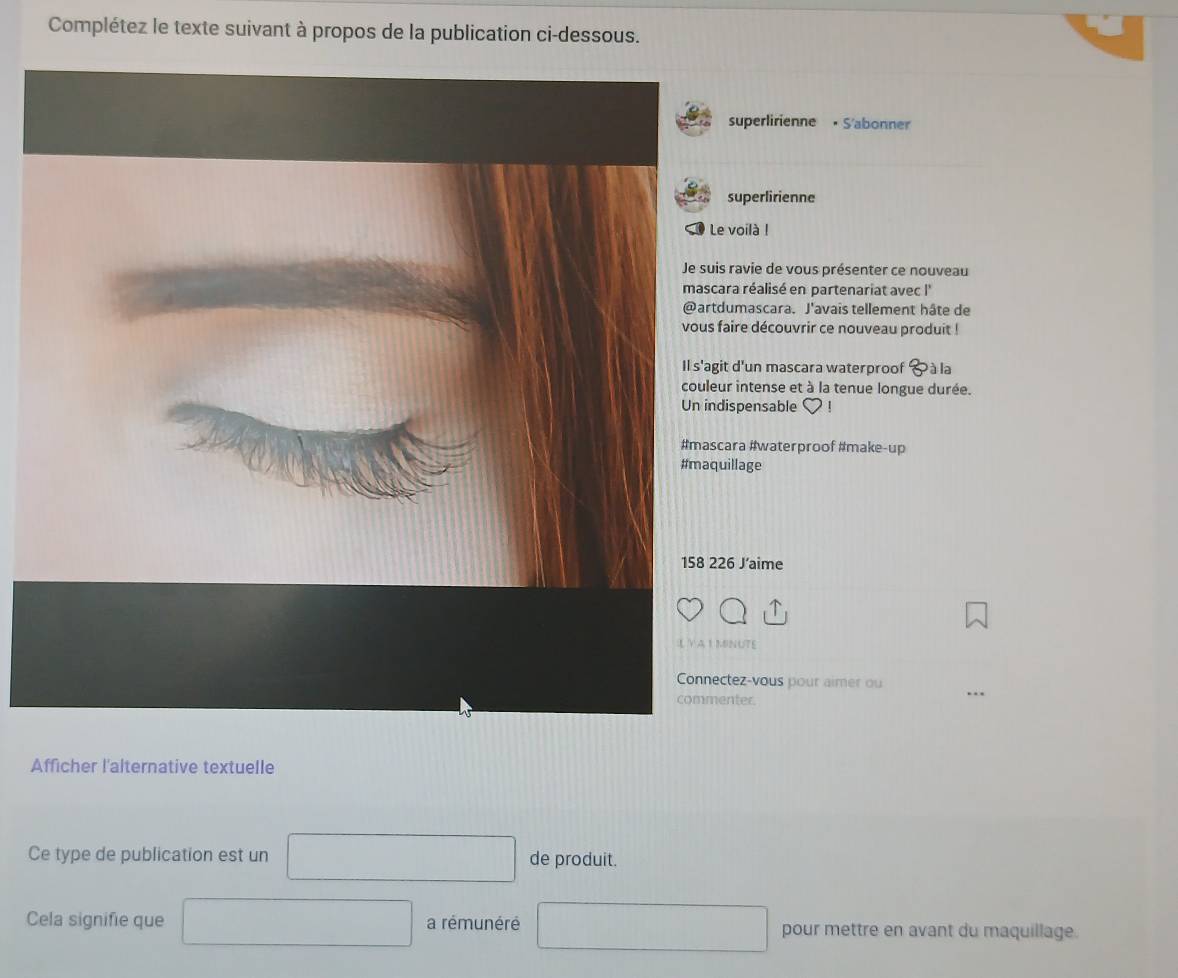 Résolu :Complétez le texte suivant à propos de la publication ci ...