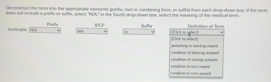 Solved: Deconstruct the term into the appropriate elements (prefix ...