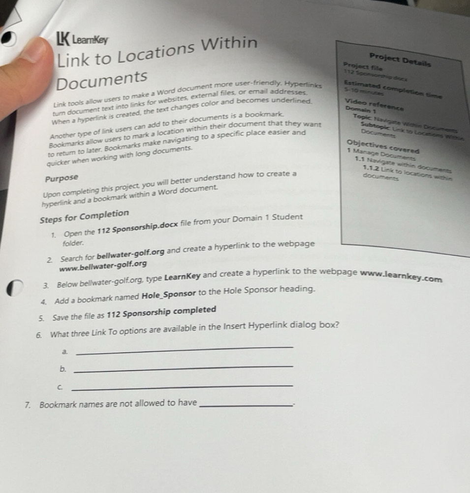 Solved: LK LearnKey Link to Locations Within Project Details Project ...