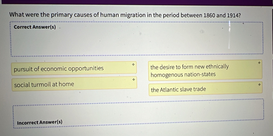 Solved: What were the primary causes of human migration in the period ...