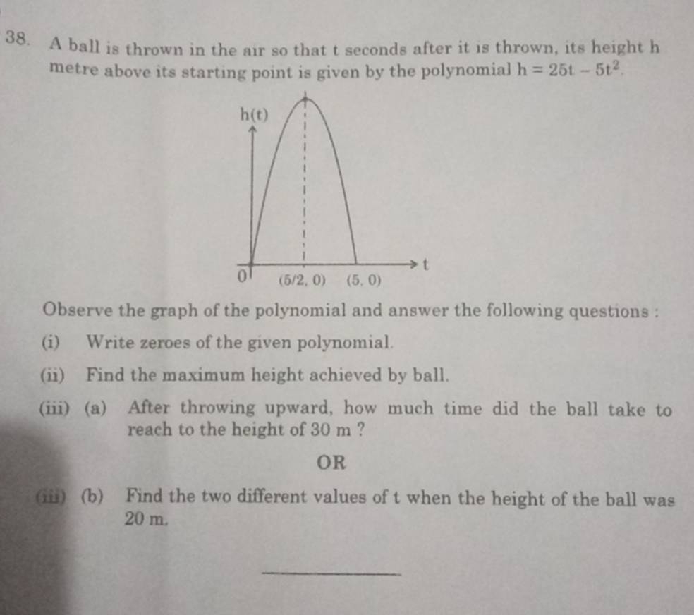 Solved: A ball is thrown in the air so that t seconds after it is ...