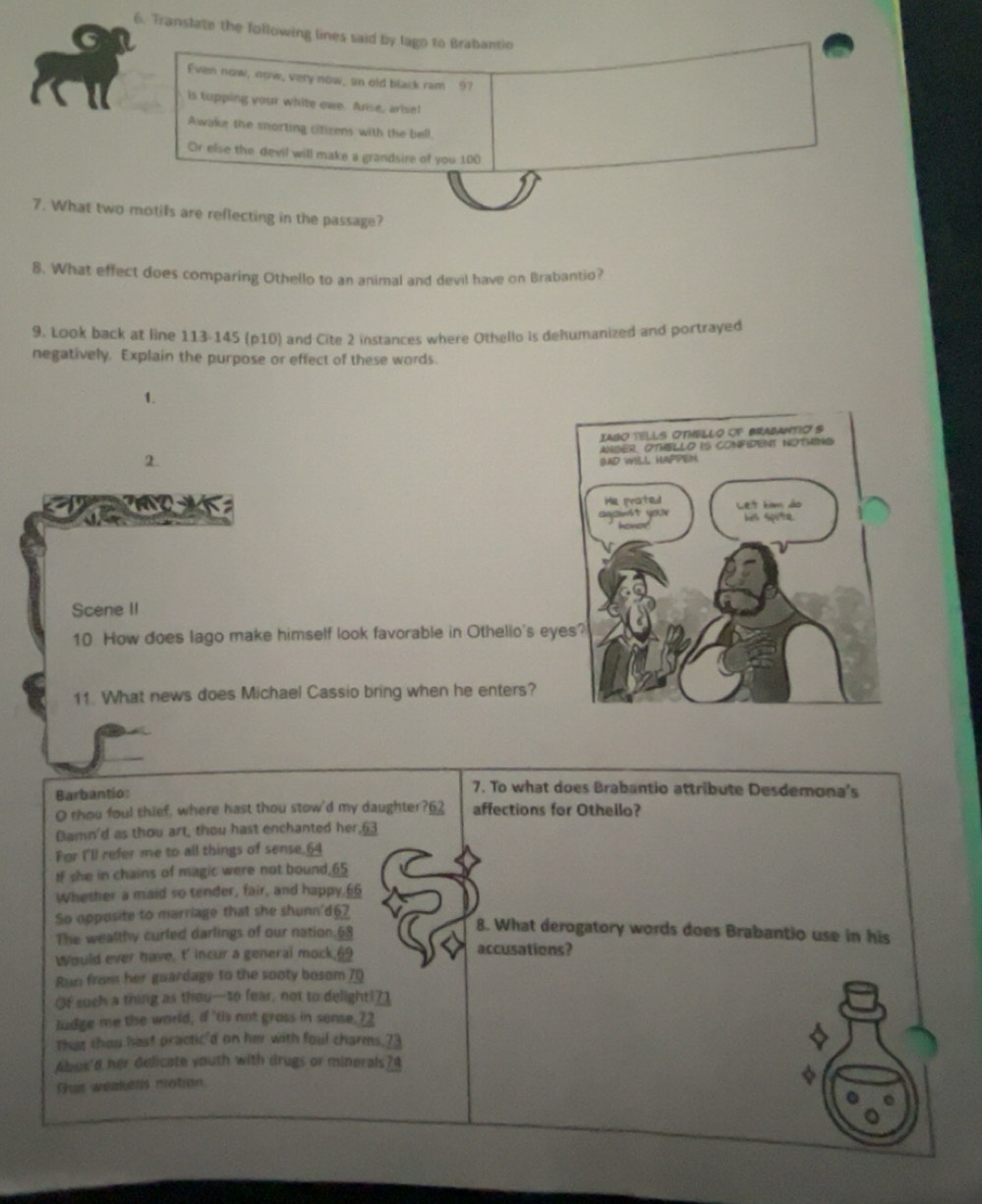 Solved: Translate the following lines said by lago to Brabantio Even ...