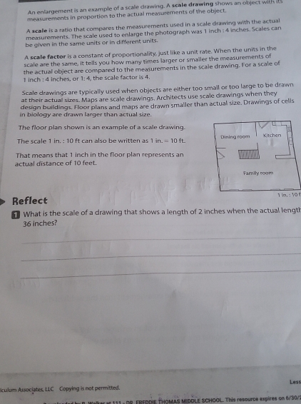 Solved: An enlargement is an example of a scale drawing. A scale ...