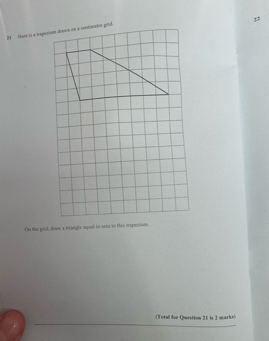Solved: On the grid, draw a triangle equal in area to this trapezium ...
