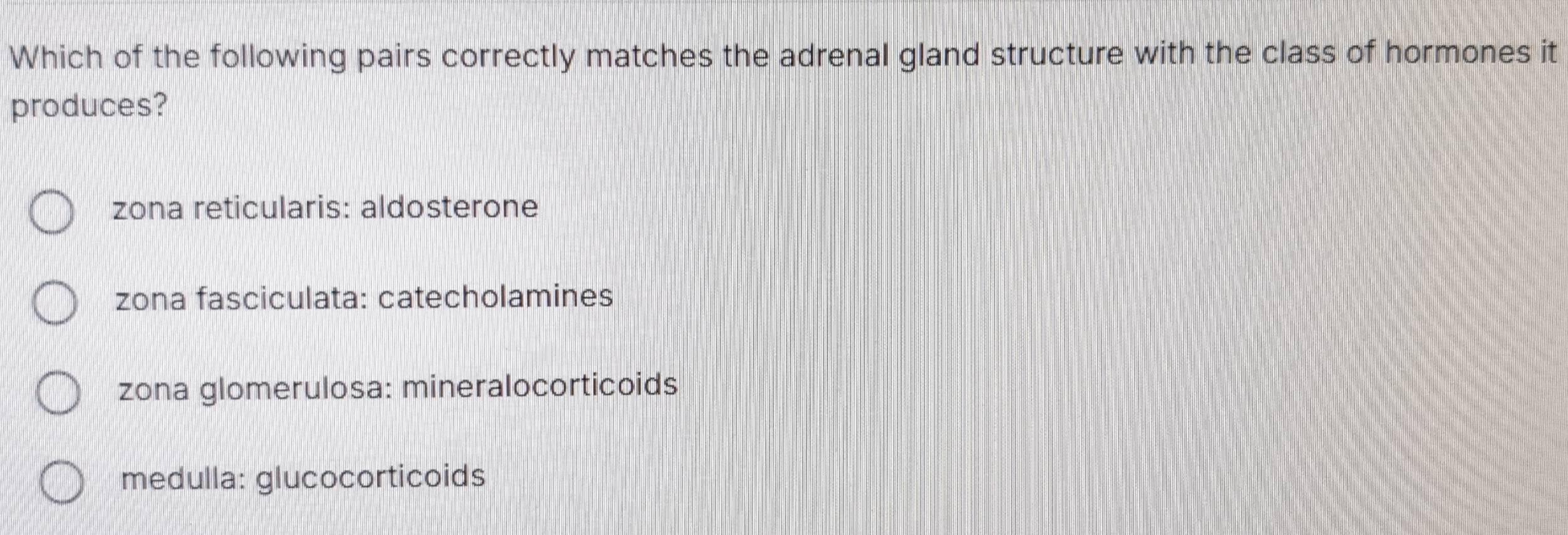 Solved: Which of the following pairs correctly matches the adrenal ...