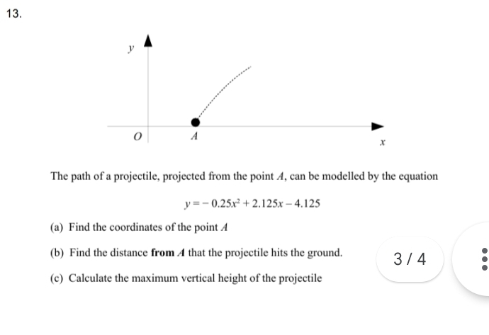 Solved: The path of a projectile, projected from the point A, can be ...
