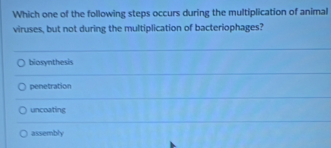 Solved: Which one of the following steps occurs during the ...