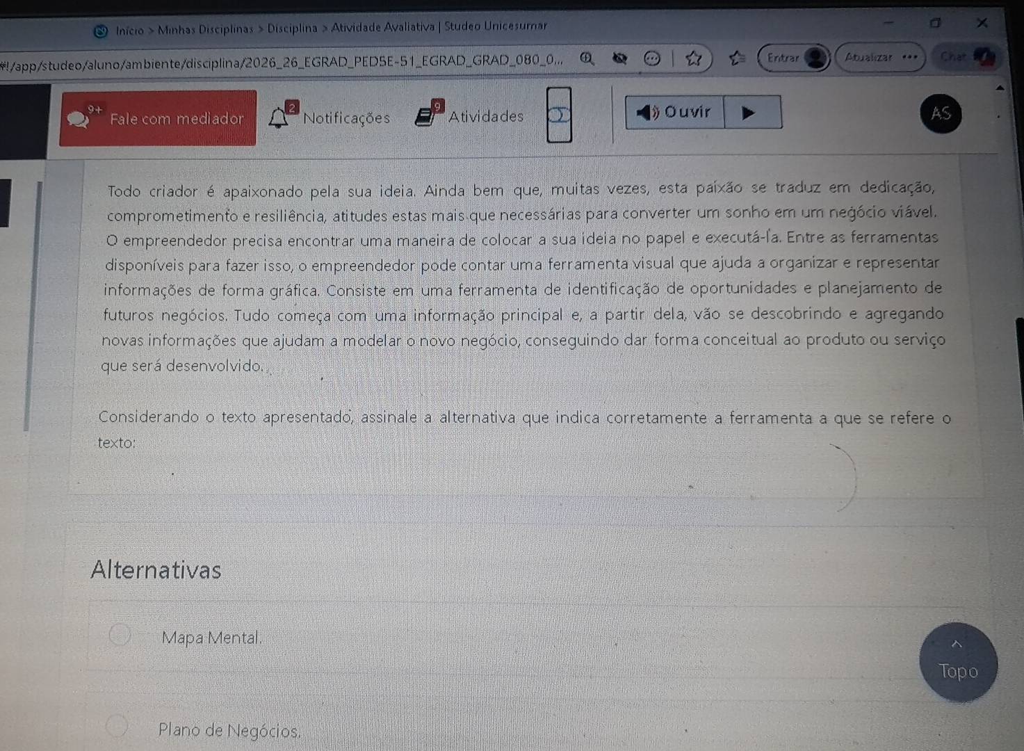 Resolvido:Início > Minhas Disciplinas > Disciplina > Atividade ...