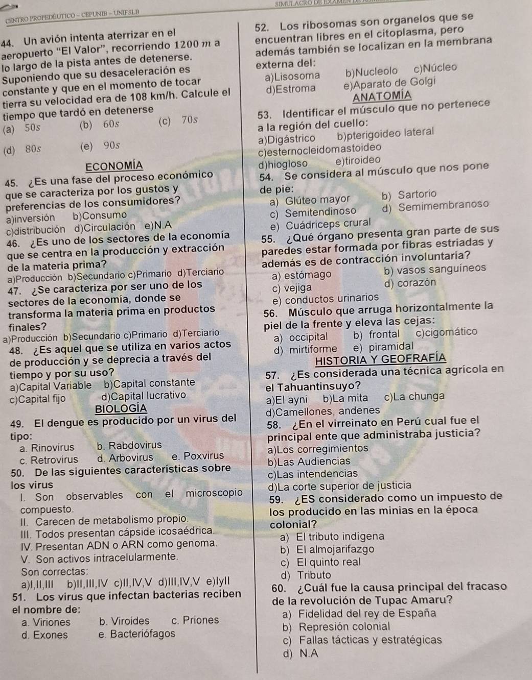 Resuelto:SIMULACRO DE EXA CENTRO PROPEDÊUTICO - CEPUNIB - UNIFSLB 44 ...
