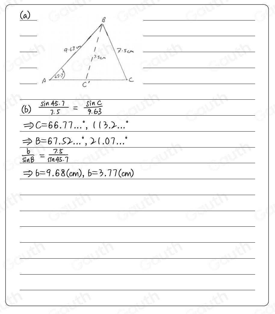 Solved: [Maximum mark: 8] Consider a triangle ABC with Bhat AC=45.7 ...