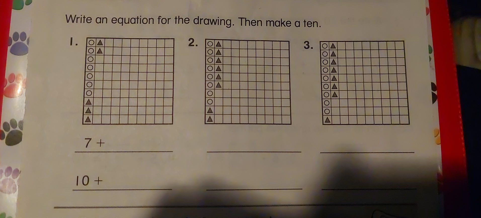 Solved: Write an equation for the drawing. Then make a ten. 1. 2. 3 ...