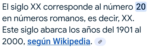 Resuelto:El siglo XX corresponde al número 20 en números romanos, es ...