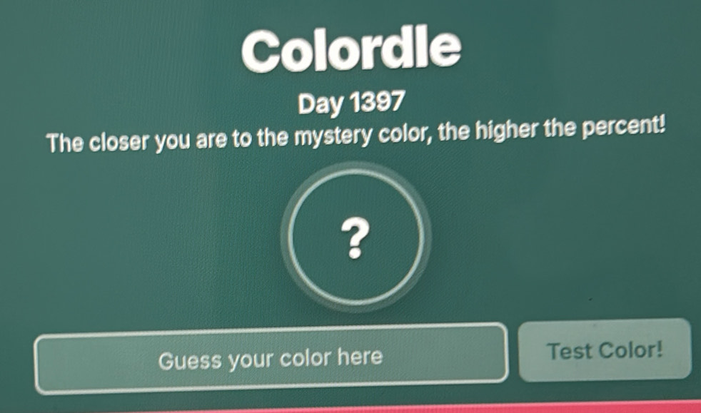 Solved: Colordle Day 1397 The closer you are to the mystery color, the ...