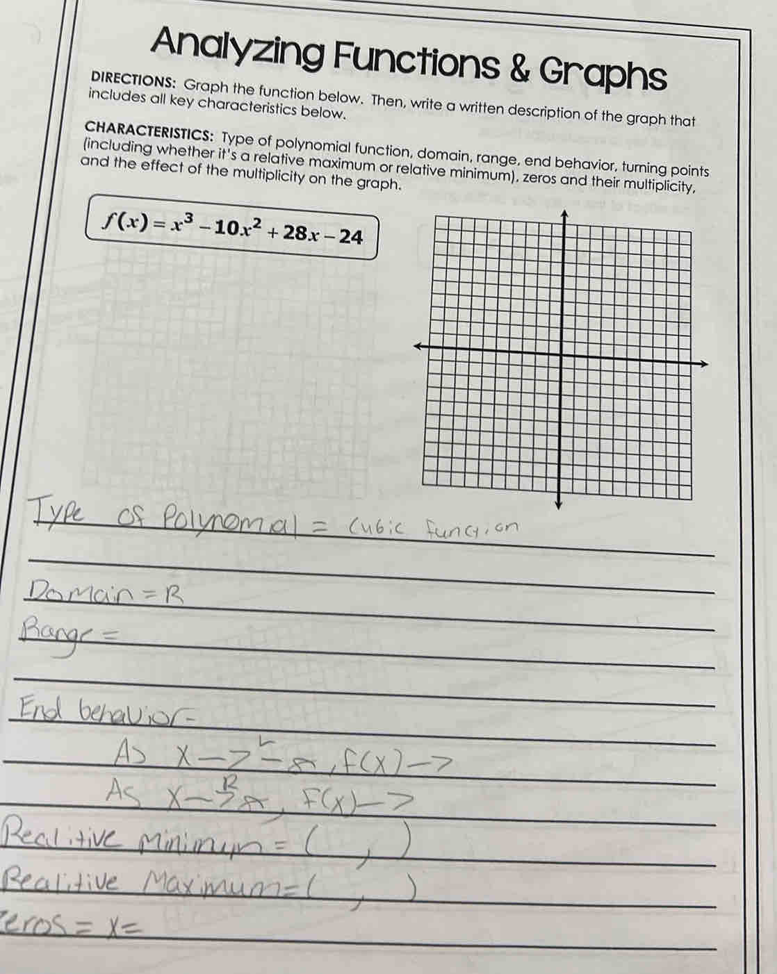 Solved: Analyzing Functions & Graphs DIRECTIONS: Graph the function ...