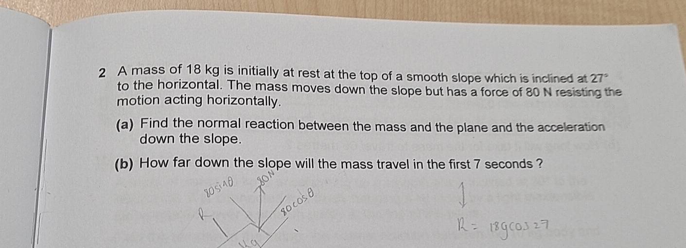Gelöst:A mass of 18 kg is initially at rest at the top of a smooth ...