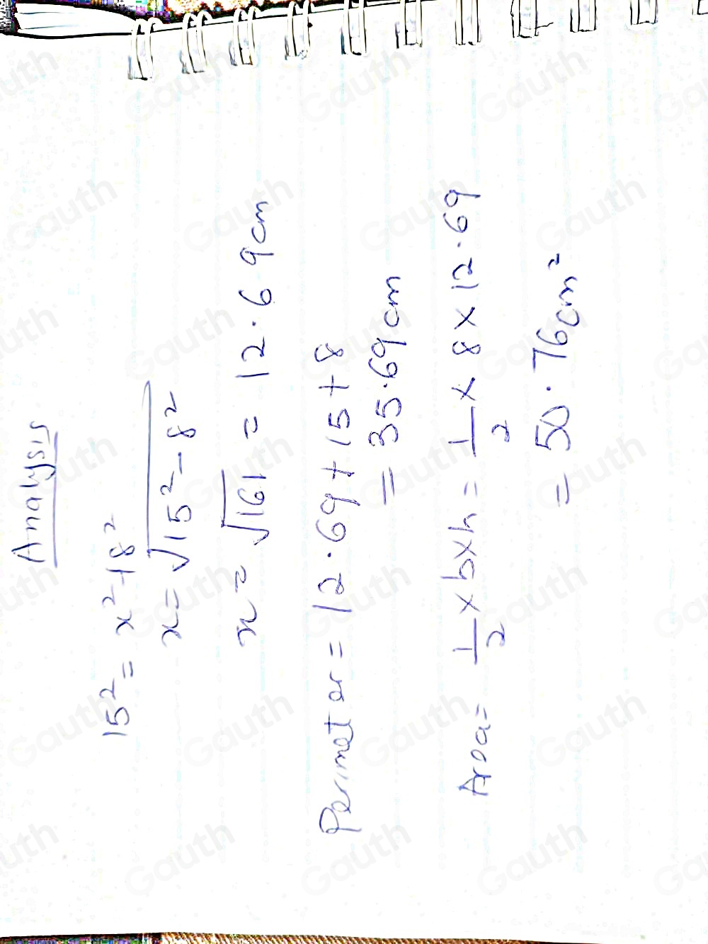 Solved: The Pythagorean Theorem Find the perimeter and area of the ...