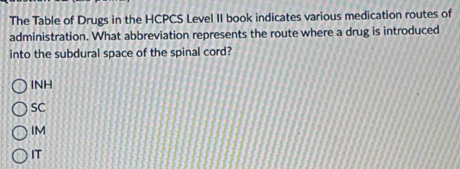 Solved: The Table of Drugs in the HCPCS Level II book indicates various ...