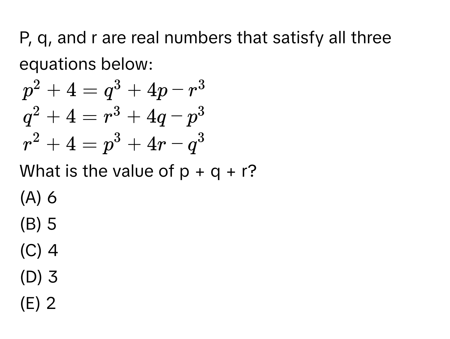 Solved: P, q, and r are real numbers that satisfy all three equations ...