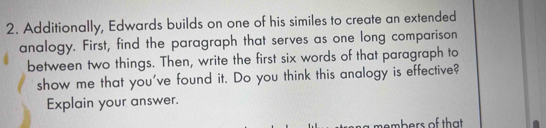 Solved: Additionally, Edwards builds on one of his similes to create an ...