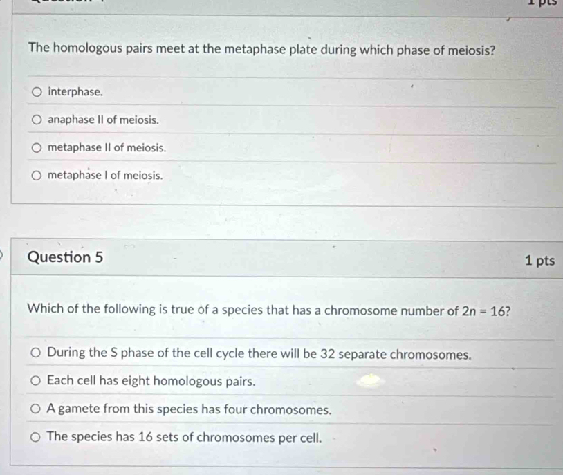 Solved: The homologous pairs meet at the metaphase plate during which ...
