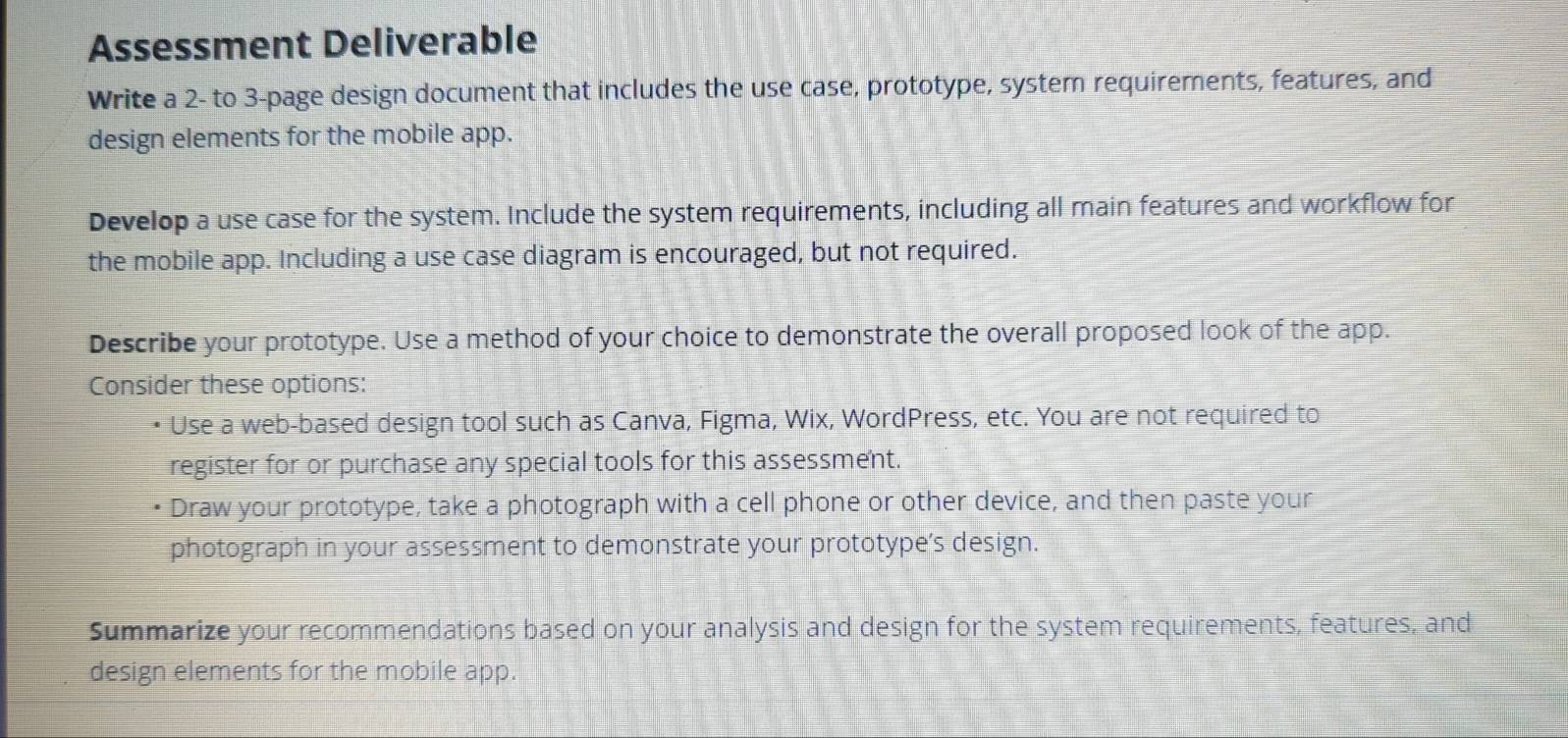 Solved: Assessment Deliverable Write a 2 - to 3 -page design document ...