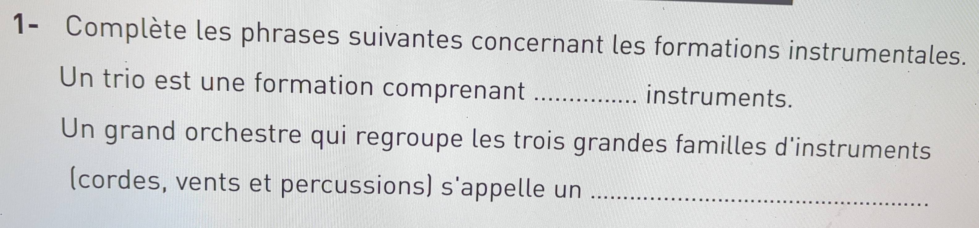 Résolu :1- Complète les phrases suivantes concernant les formations ...