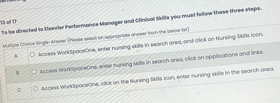 Solved: To be directed to Elsevier Performance Manager and Clinical ...
