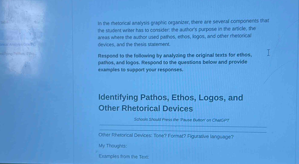 Solved: tabs In the rhetorical analysis graphic organizer, there are ...