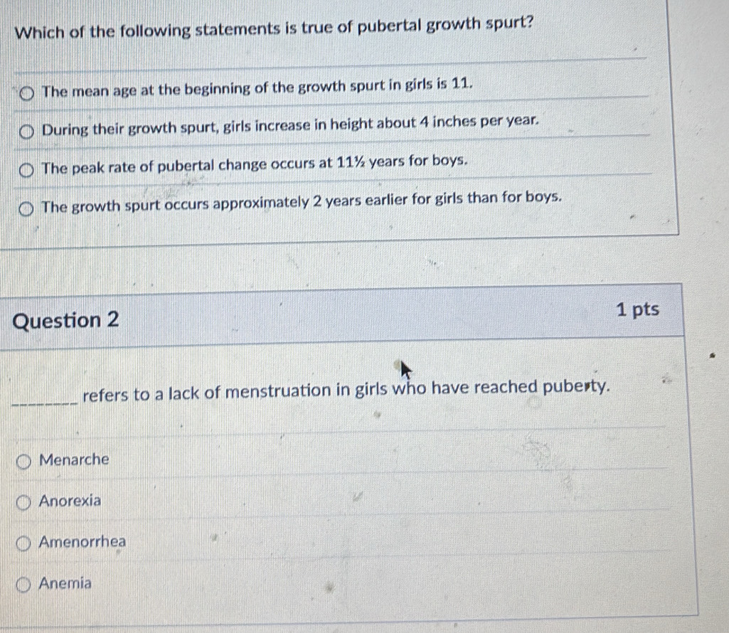 Solved: Which of the following statements is true of pubertal growth ...
