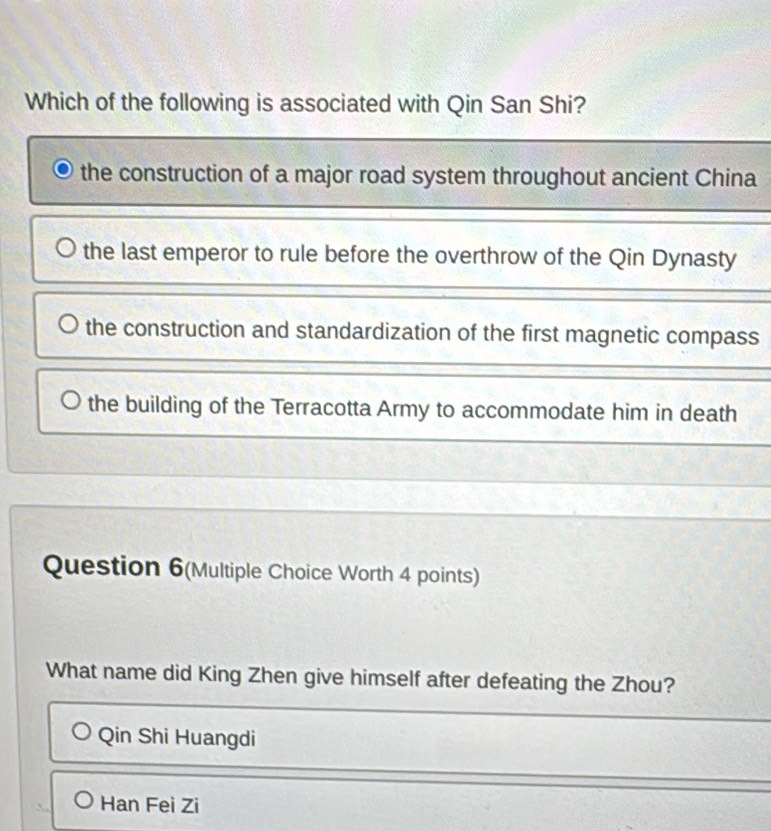 Solved: Which of the following is associated with Qin San Shi? the ...
