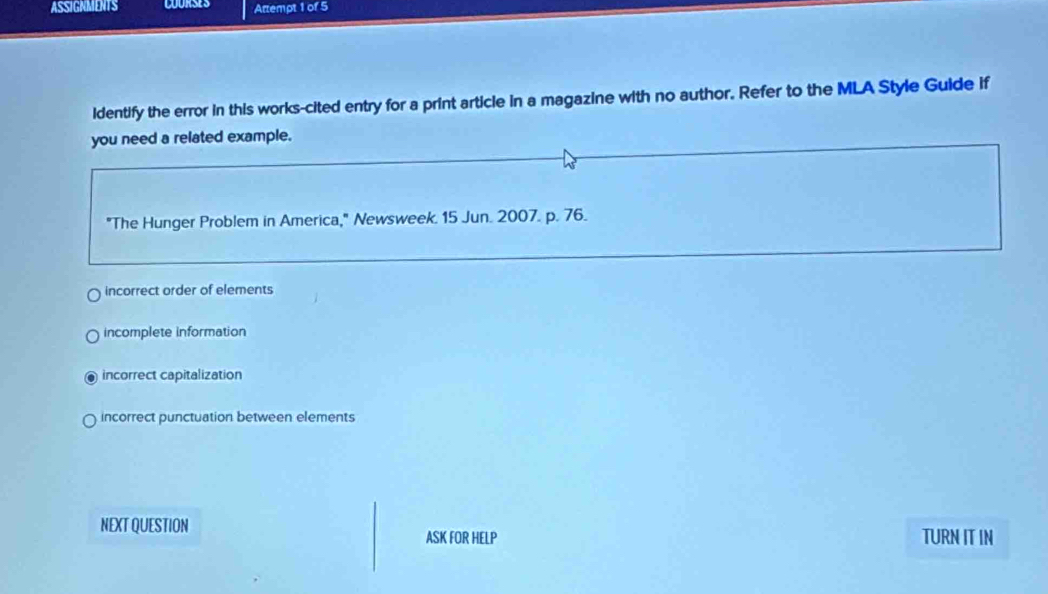 Solved: ASSIGNMENTS Artempt 1 of 5 identify the error in this works ...