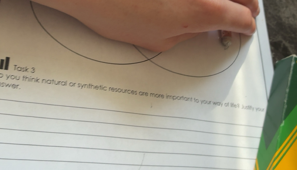 Solved: Task 3 swer. _ _ o you think natural or synthetic resources are ...