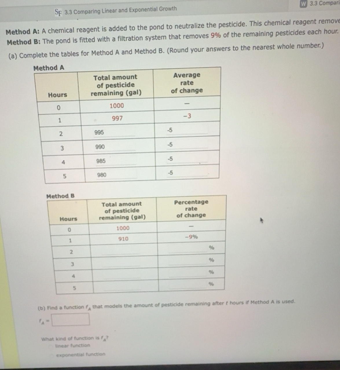 Solved: Sp 3.3 Comparing Linear and Exponential Growth N 3.3 Compar ...