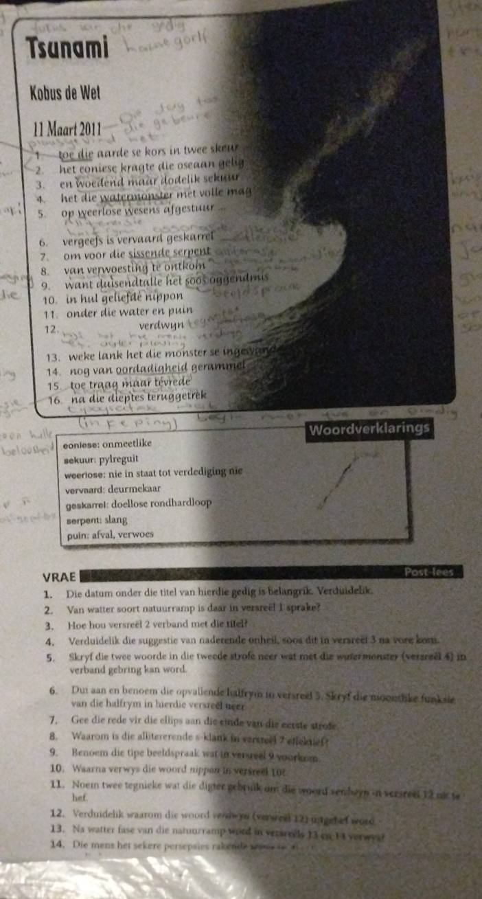 Solved: Tsunami Kobus de Wet 11 Maart 2011 1 — toe die aarde se kors in ...