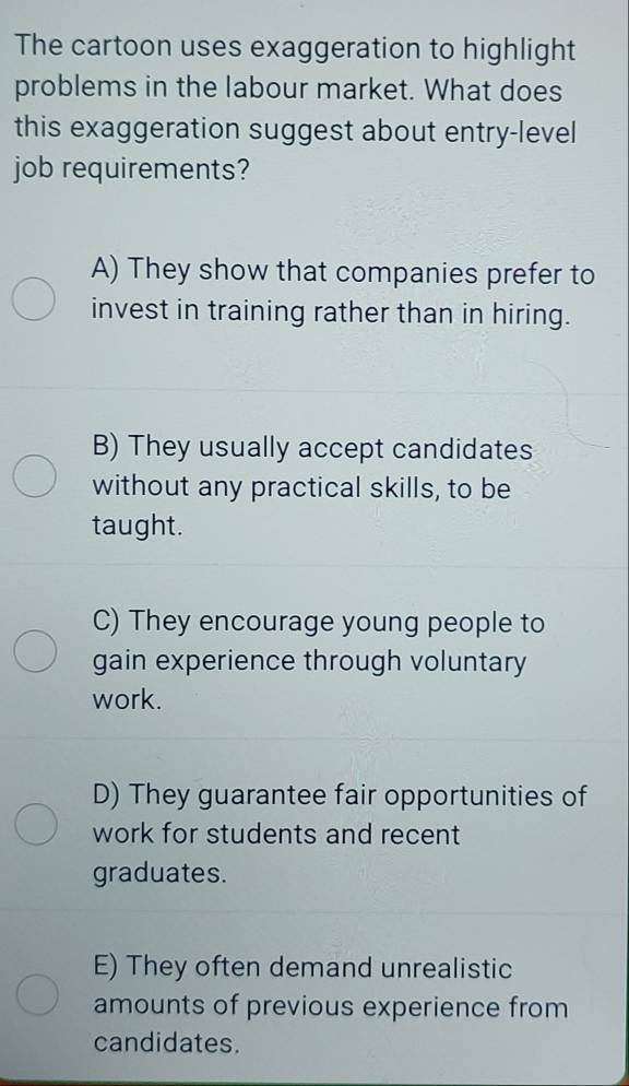 Resolvido:The cartoon uses exaggeration to highlight problems in the ...