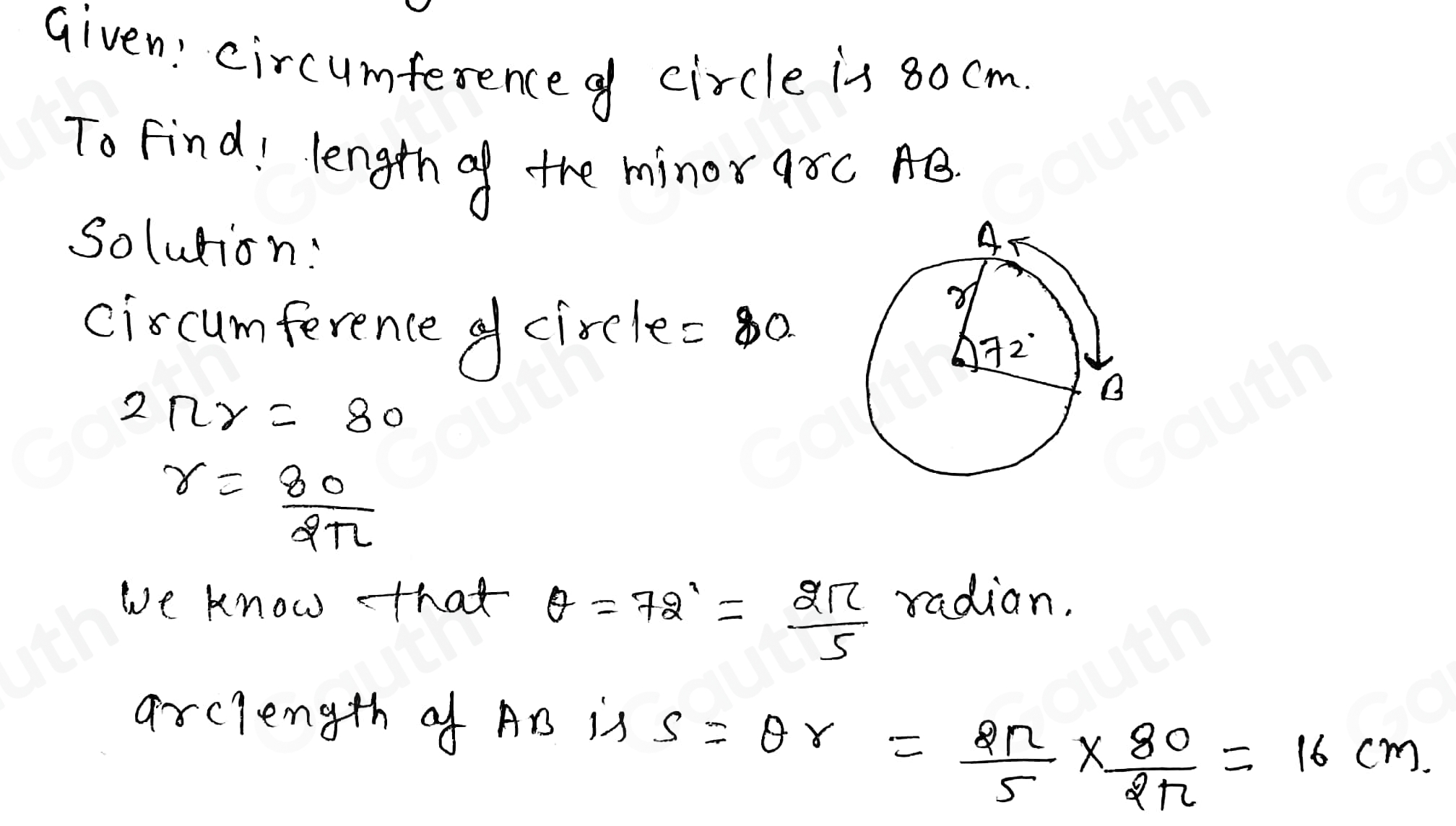 Solved: OAB is a minor sector of the circle below. The circumference of ...