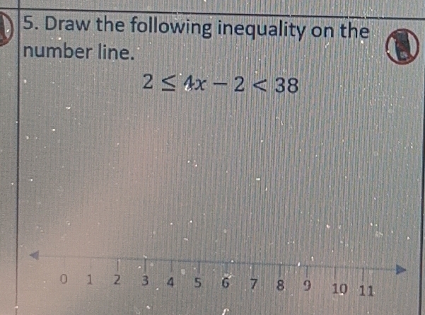 Solved: Draw the following inequality on the number line. 2≤ 4x-2