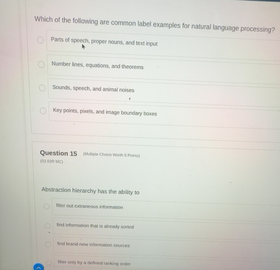 Solved: Which of the following are common label examples for natural ...