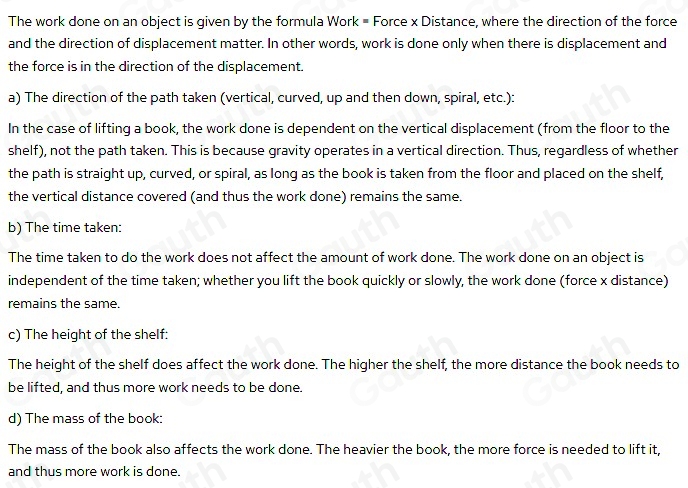 Solved: Consider the process of lifting a book from the floor onto a ...