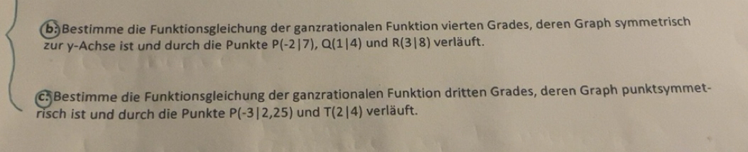 Gelöst:b:Bestimme die Funktionsgleichung der ganzrationalen Funktion ...