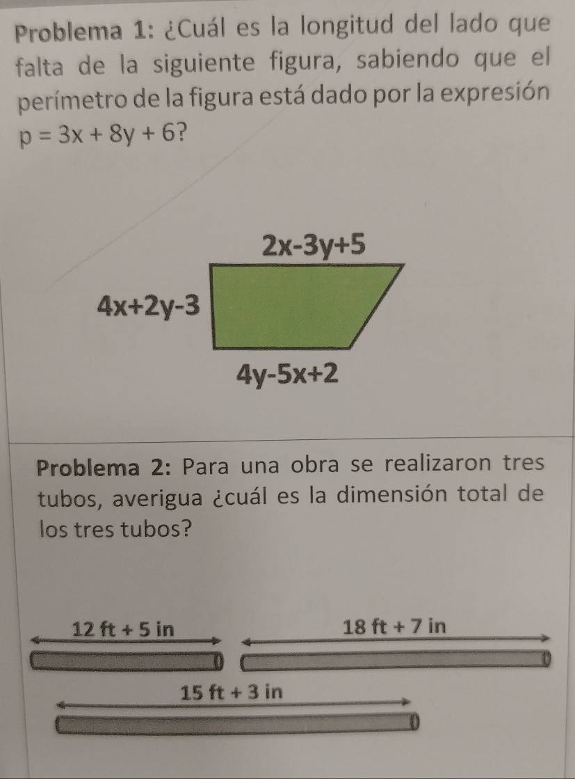 Resuelto:Problema 1: ¿Cuál es la longitud del lado que falta de la ...