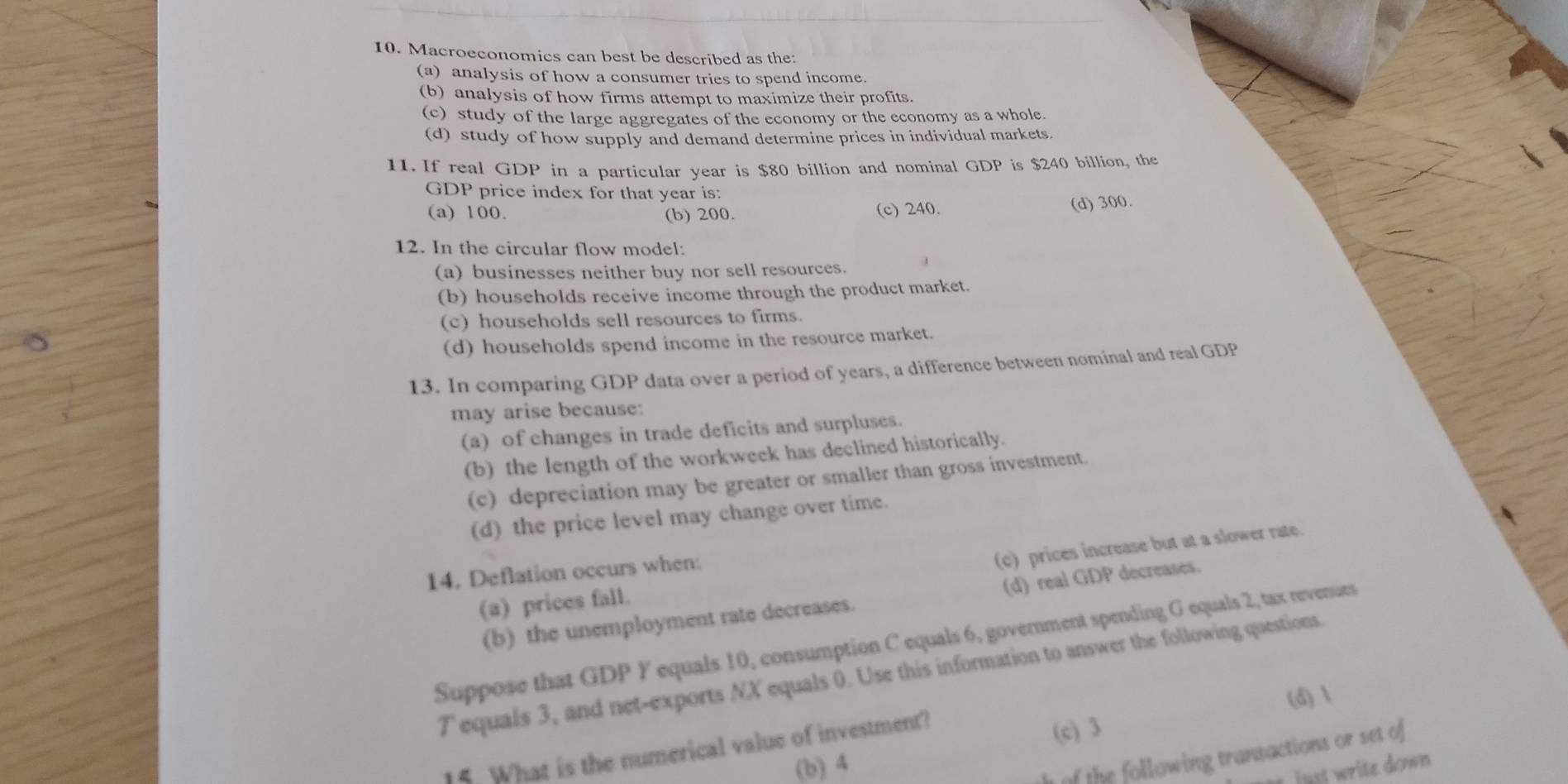 Solved: Macroeconomics can best be described as the: (a) analysis of ...