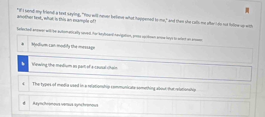 Solved: another text, what is this an example of? *If I send my friend ...