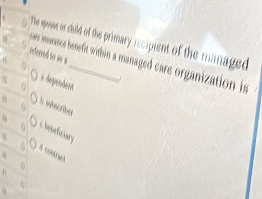 Solved: The spouse or child of the primary recipient of the managed ...
