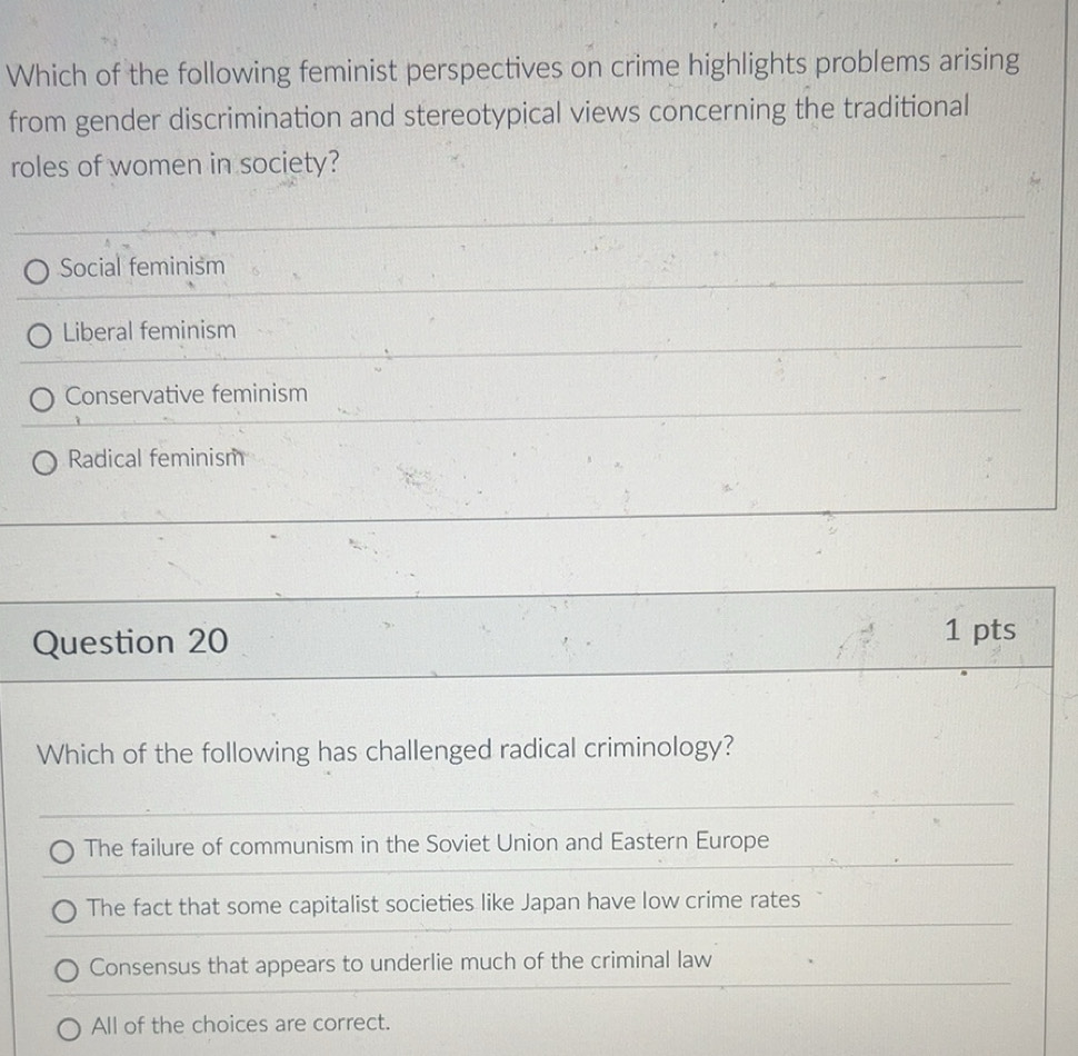 Solved: Which of the following feminist perspectives on crime ...