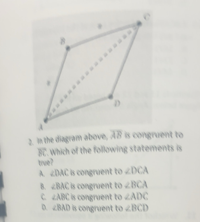 Solved: In the diagram above, overline BC. Which of the following ...