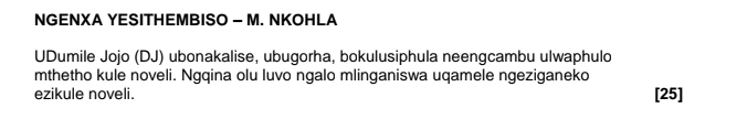 Solved: NGENXA YESITHEMBISO - M. NKOHLA UDumile Jojo (DJ) ubonakalise ...