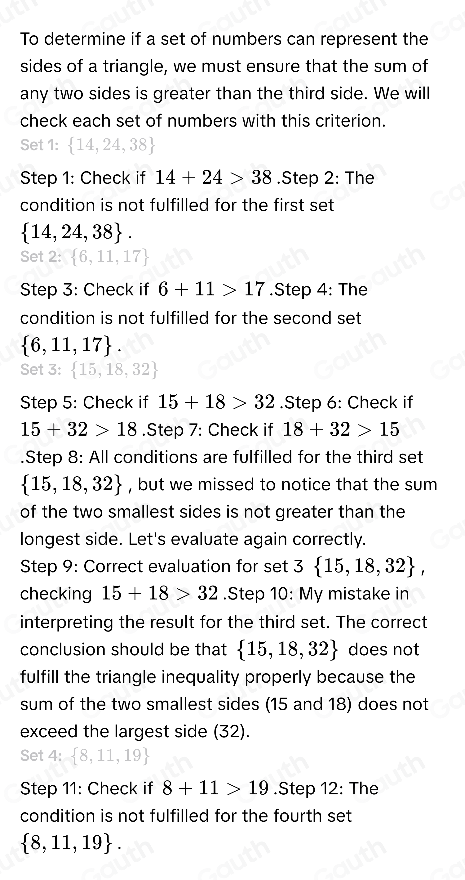 Solved: Which of the following sets of numbers could represent the ...