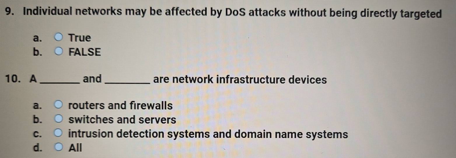 Solved: Individual networks may be affected by DoS attacks without being directly targeted a ...